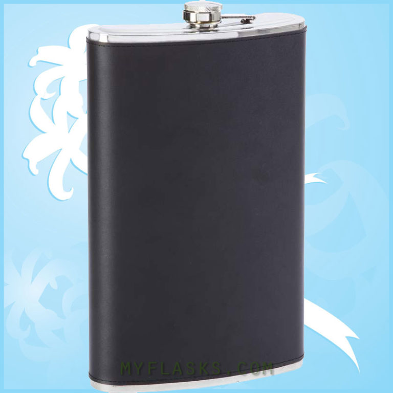 64oz Flask Leather Wrap Stainless Steel | The Flask Store